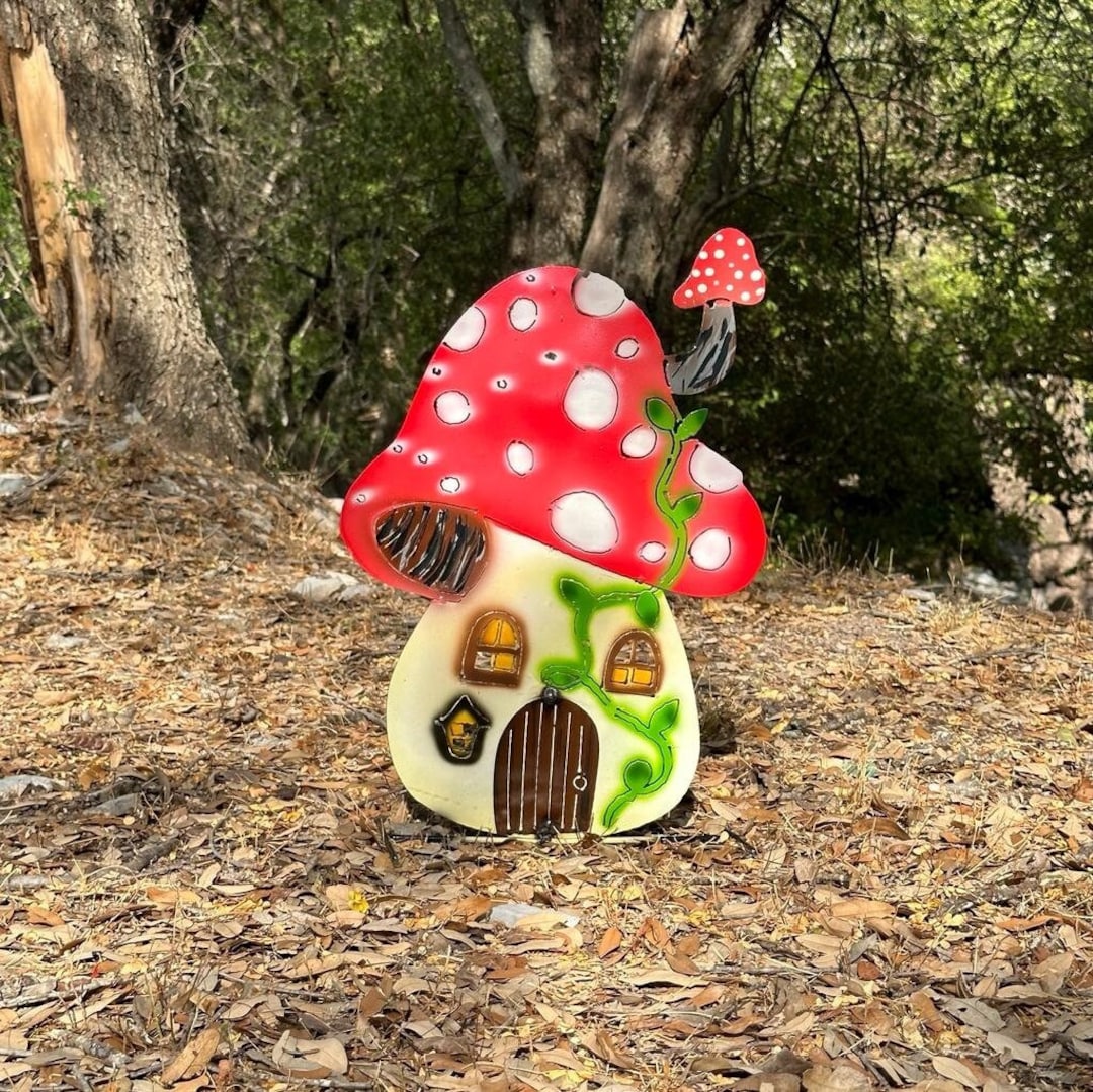 Handmade Toadstool House Metal Yard Art - Etsy