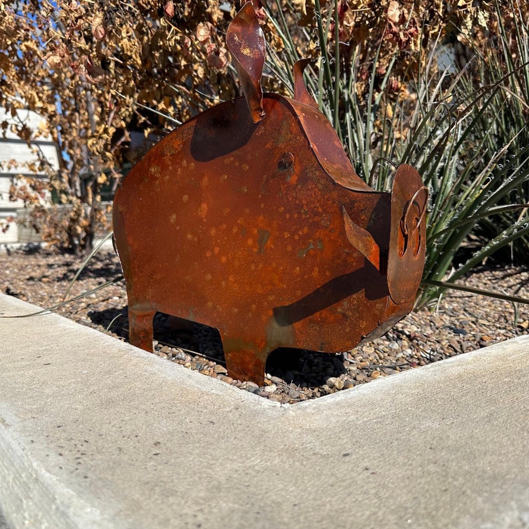 Rustic Pierced Hog Metal Yard Decor - Etsy