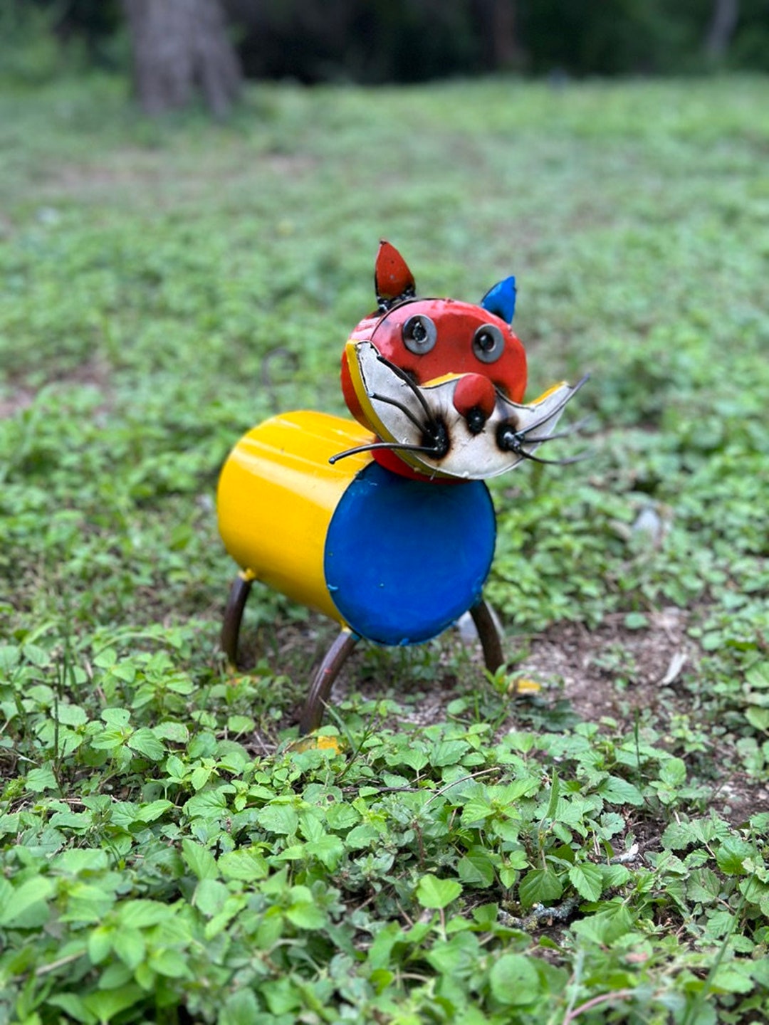 12" Handmade Metal Cat - Metal Yard Art - Etsy