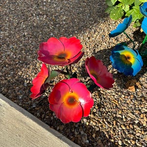 Vibrant Metal California Poppy Flower Sculptures Set - Garden Decor - Etsy