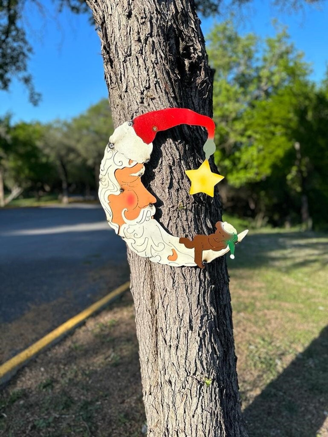 Handmade Metal Santa Clause Moon Metal Wall/yard Decor - Etsy