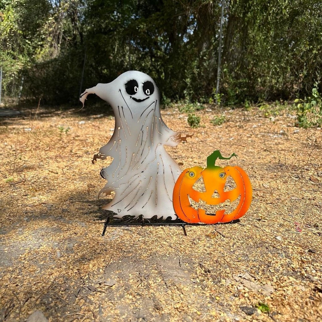 Handmade Pumpkin Three Ghost Metal Yard Art - Etsy