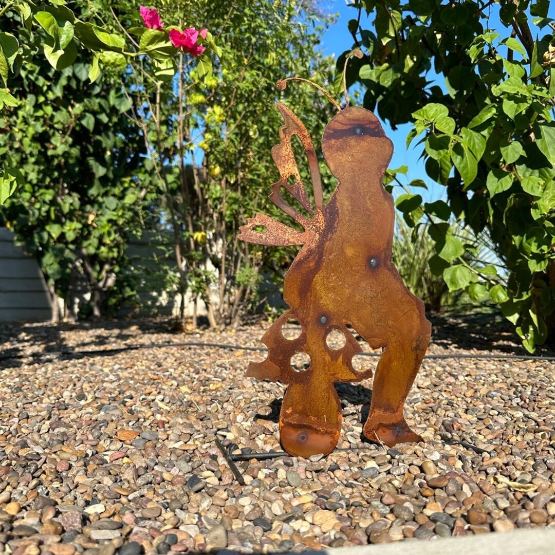 Handmade Rusty Fairy on a Toadstool Metal Yard Decor - Etsy