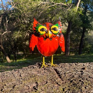Handmade Metal Red Owl - Metal Yard Art - Etsy