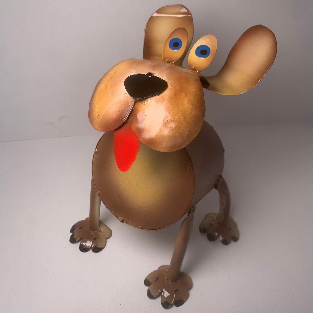 Spring Neck Metal Bulldog - Metal Yard Art - Etsy