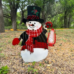Handmade Metal Snowman Garden Decor - Etsy