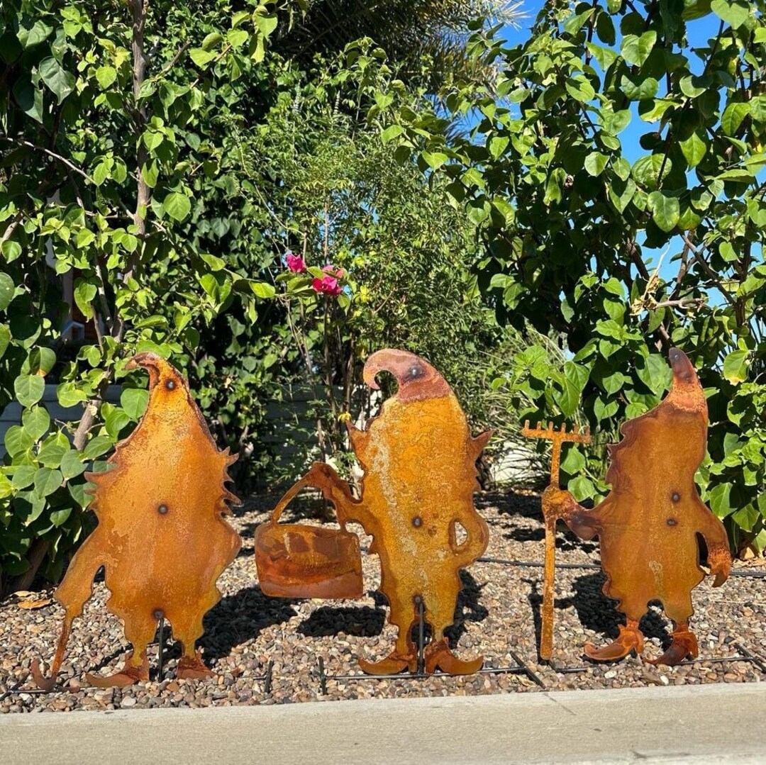 Set of 3 Handmade Metal Goblins Metal Yard Decor - Etsy
