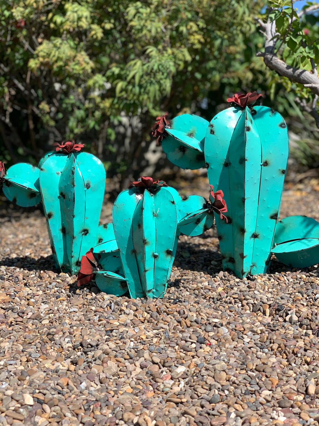 Set of 3 Handmade Metal Cactus Garden Art - Etsy