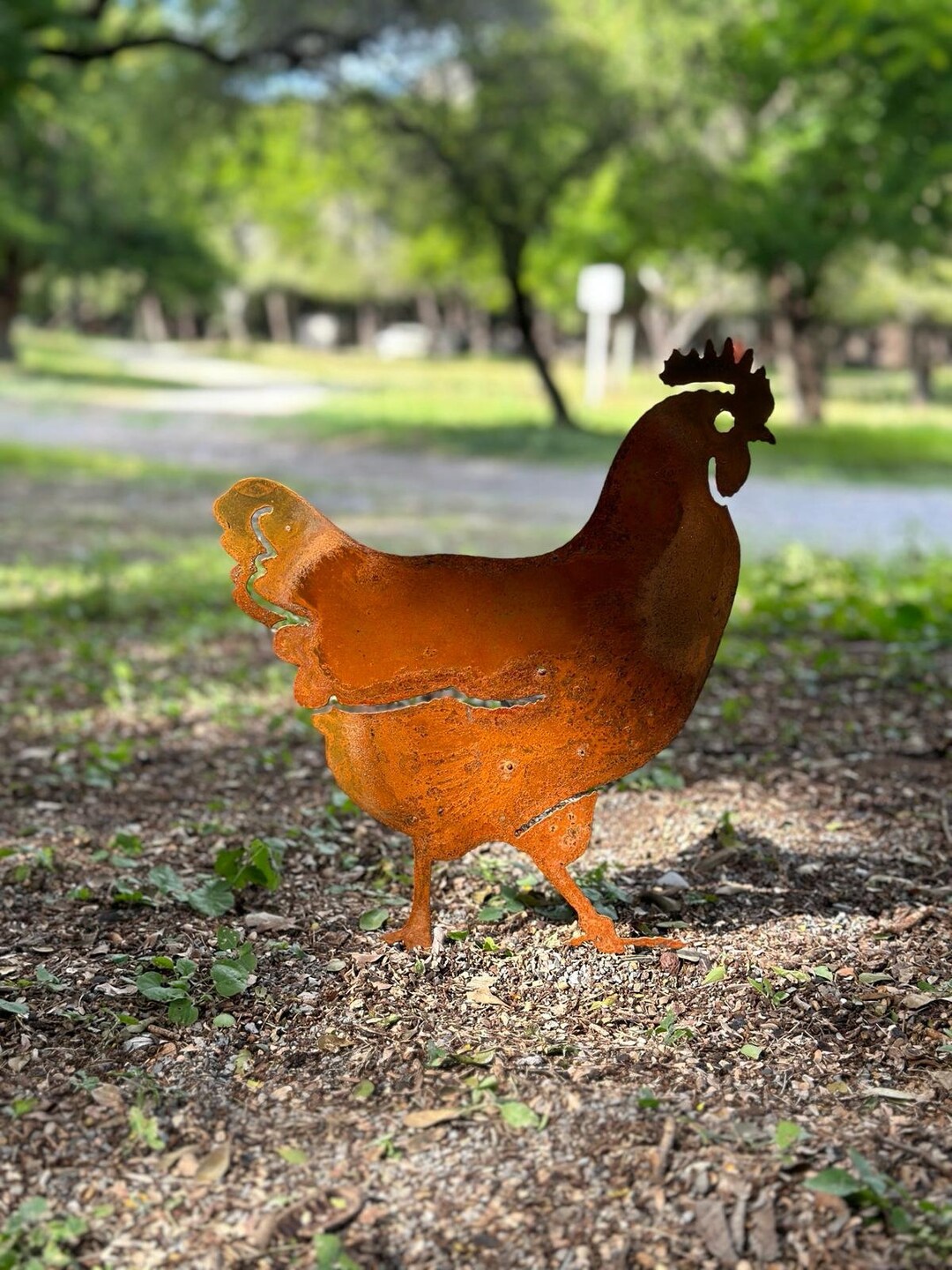 Handmade Metal Rusted Chicken Garden Decor - Etsy