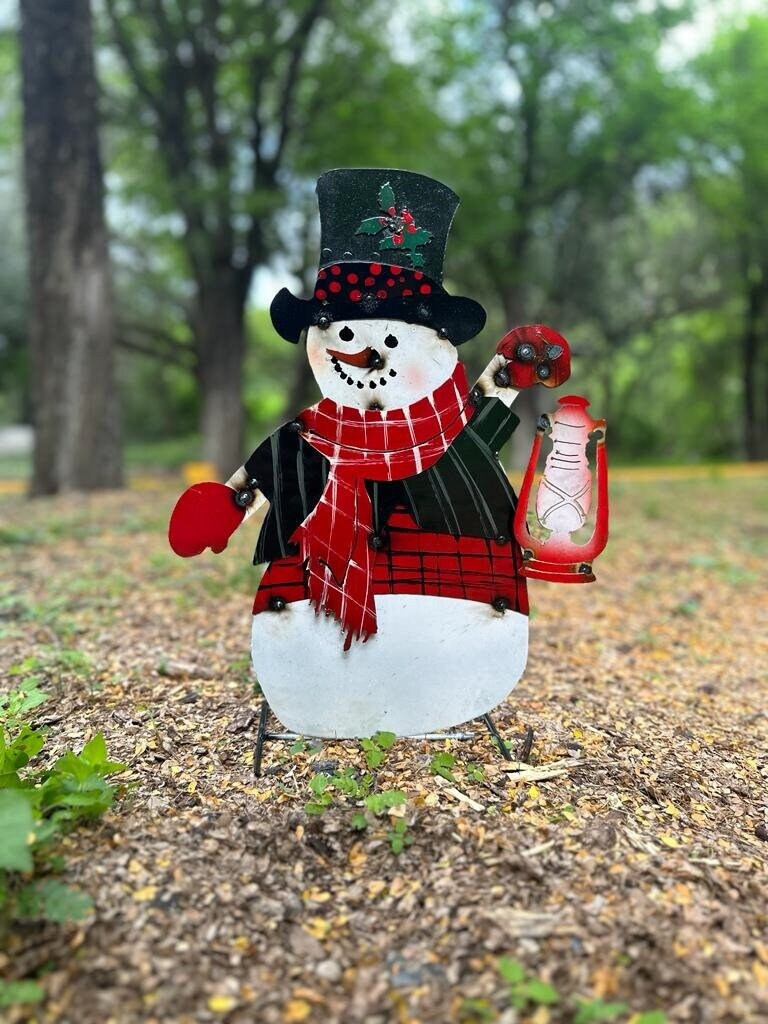 Handmade Metal Snowman Garden Decor Etsy