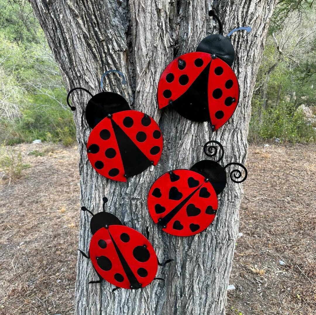 Set of 4 Red Lady Bugs Metal Wall Decor - Etsy