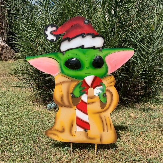 Star Wars Christmas Baby Yoda Metal Yard Art - Etsy