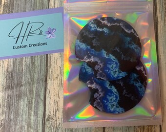 Blue Gold Marble Car Coasters Drink Coasters Handmade - Etsy