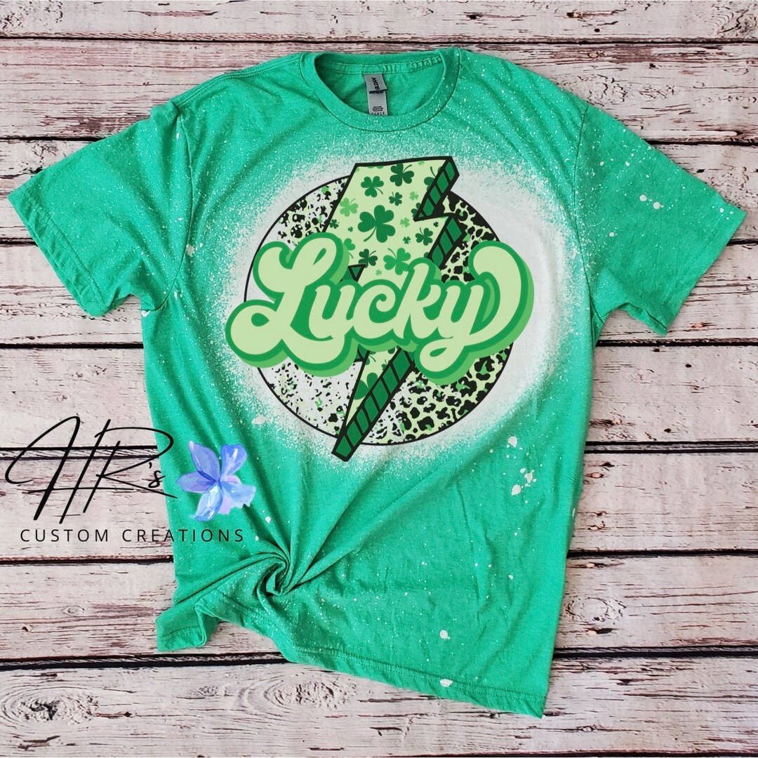 Lucky Lightning Bolt Bleached Tee - Etsy