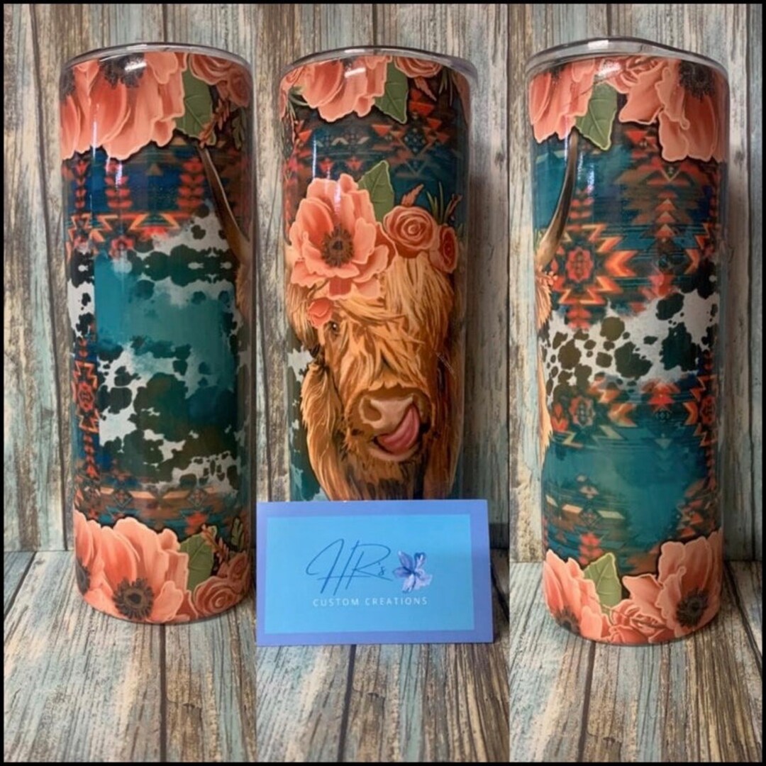 Aztec Highland Cow 20oz Tumbler - Etsy