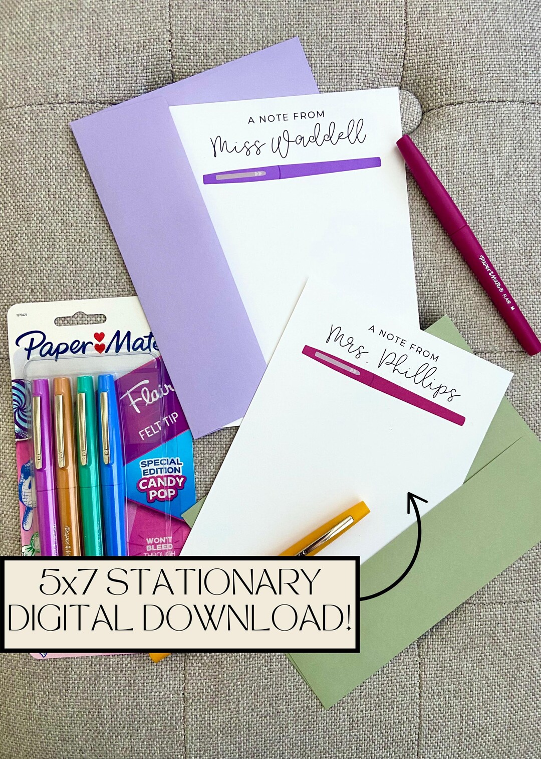 Editable Teacher Stationery Canva Template | Flair Pen Inspired | 5x7 ...