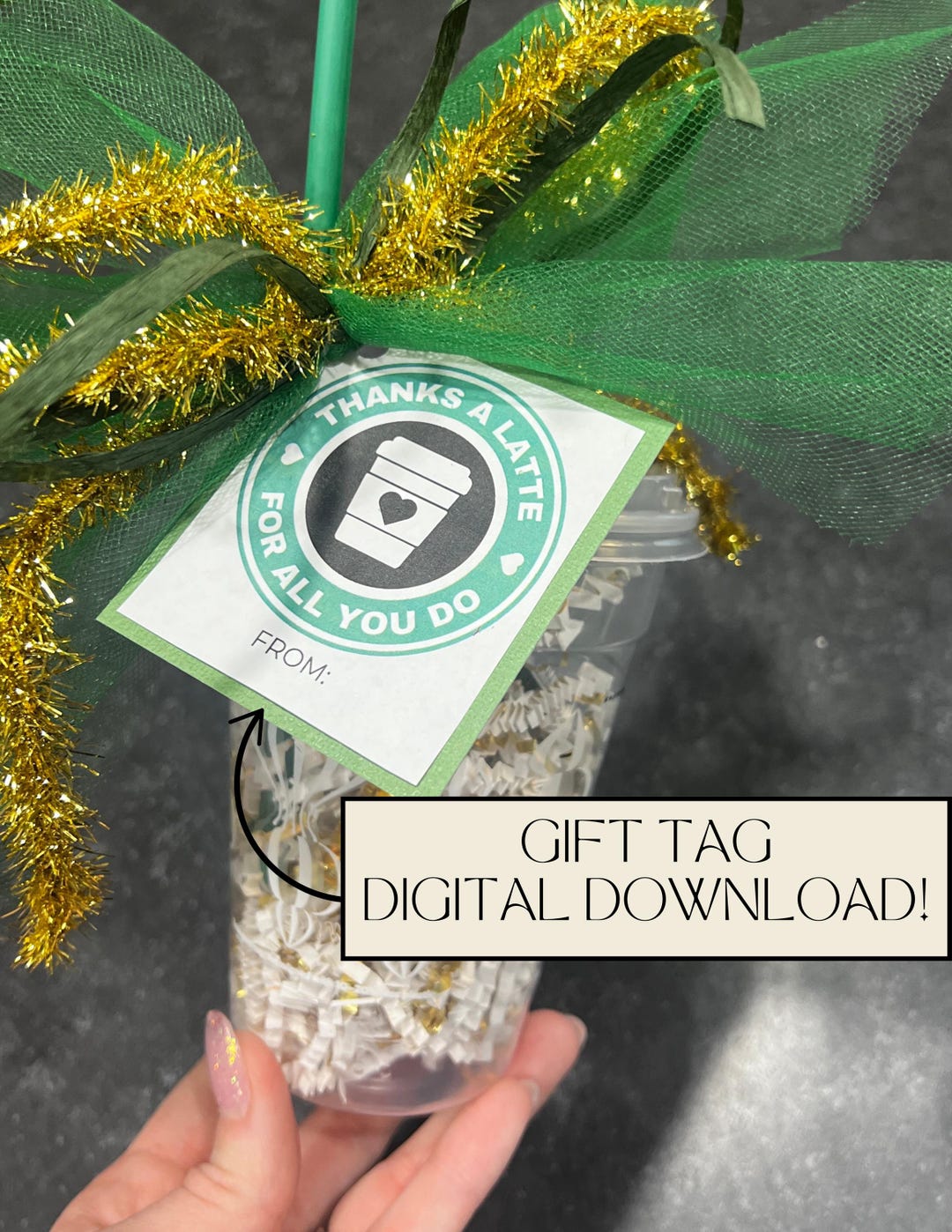 Digital Download Gift Tag Thanks A Latte for All You Do Starbucks Theme ...
