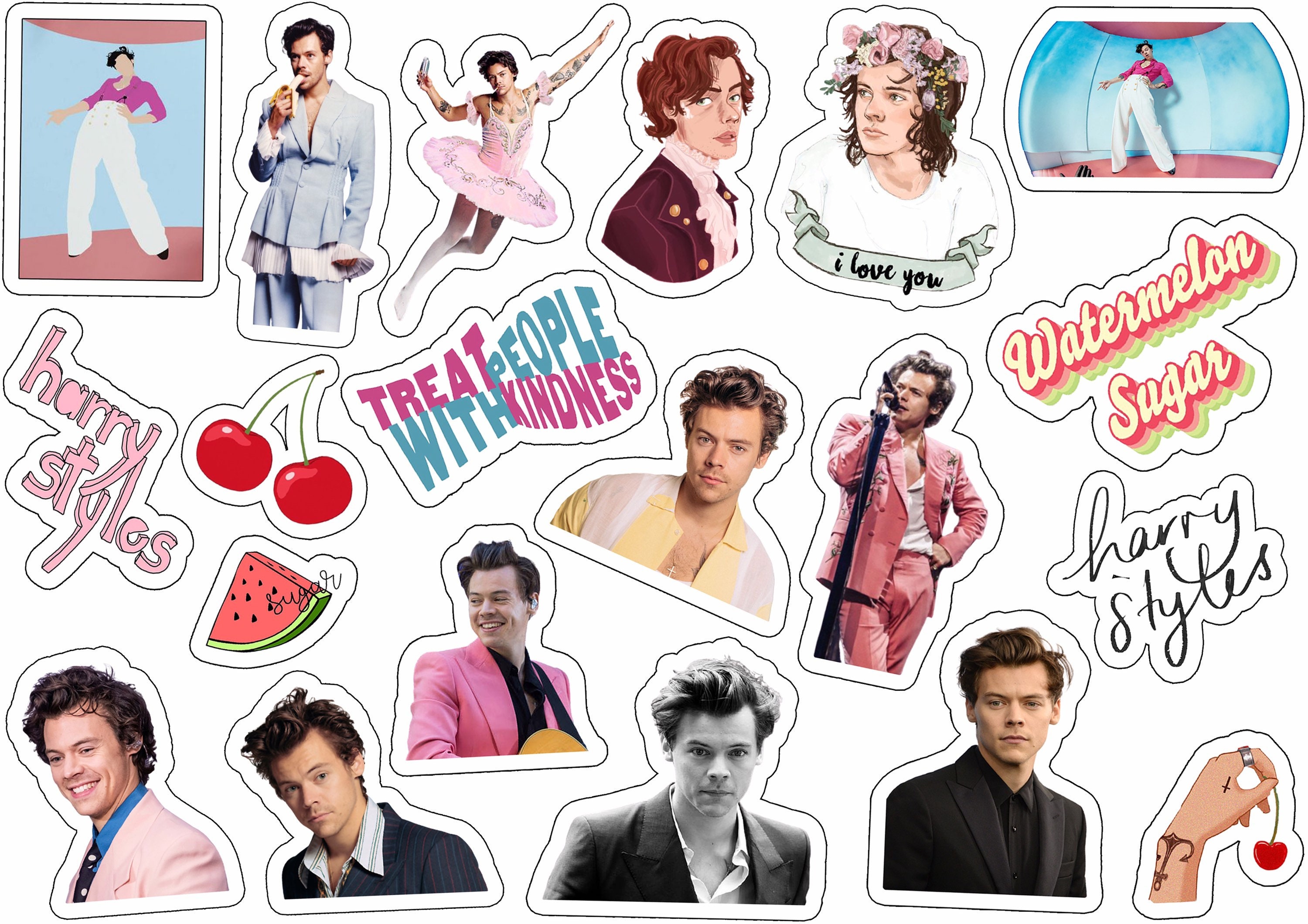 Harry Styles Glossy Sticker Pack - 20 Stickers One Direction, Party ...