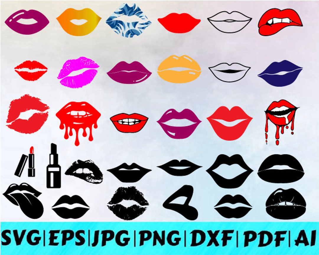 Lips Svg / Dripping Lips Svg / Biting Lips Svg / Red Lips Svg / Makeup ...
