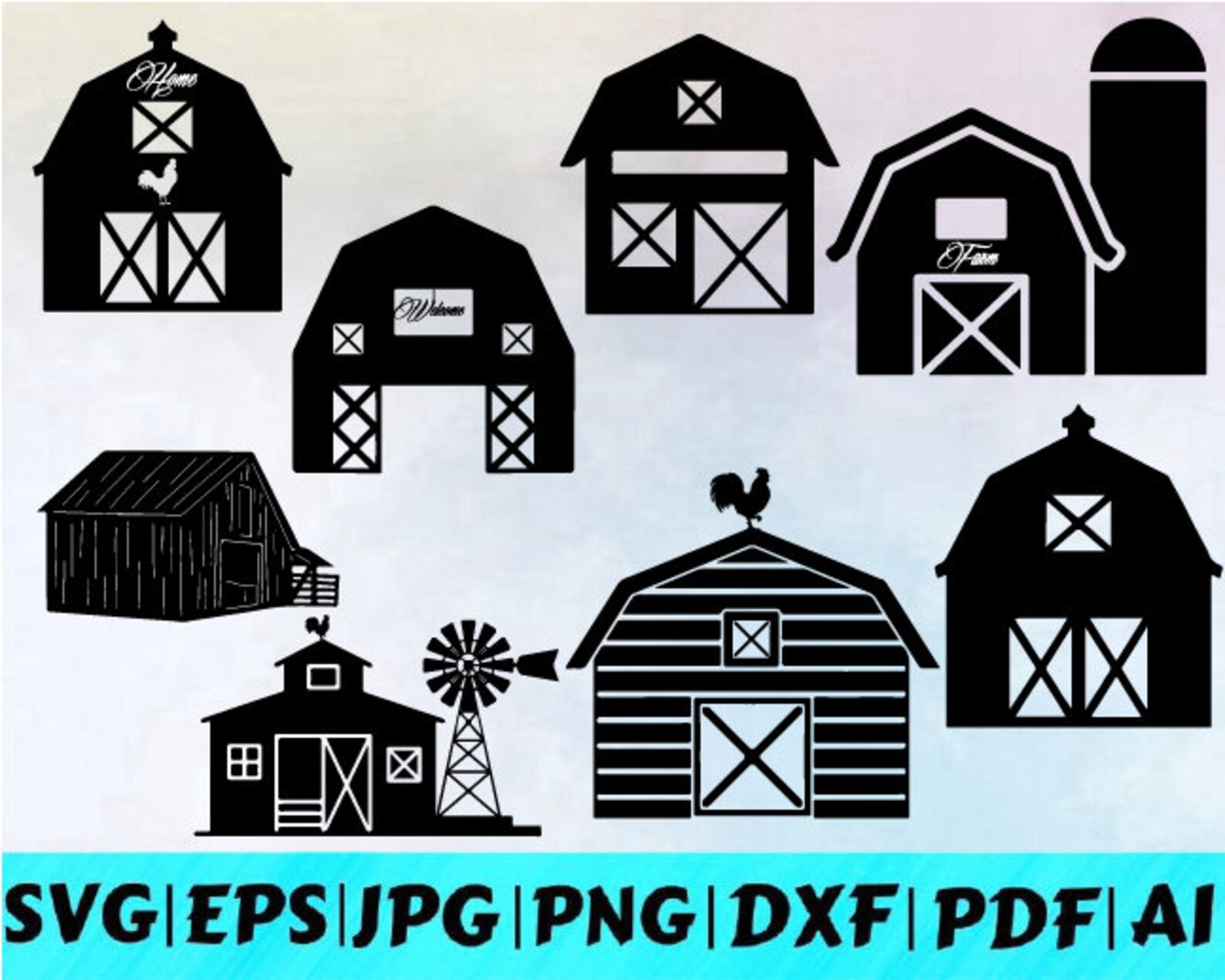 Barn Silhouette / Barn Svg / Farmhouse Svg / Farm Silhouette / Barn ...