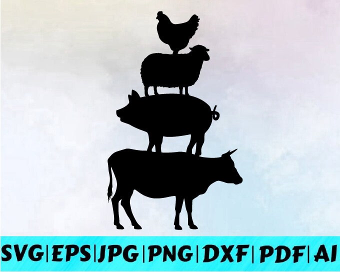 Farm Animals Svg / Silhouette / Cow Svg / Pig Svg / Sheep Svg - Etsy UK