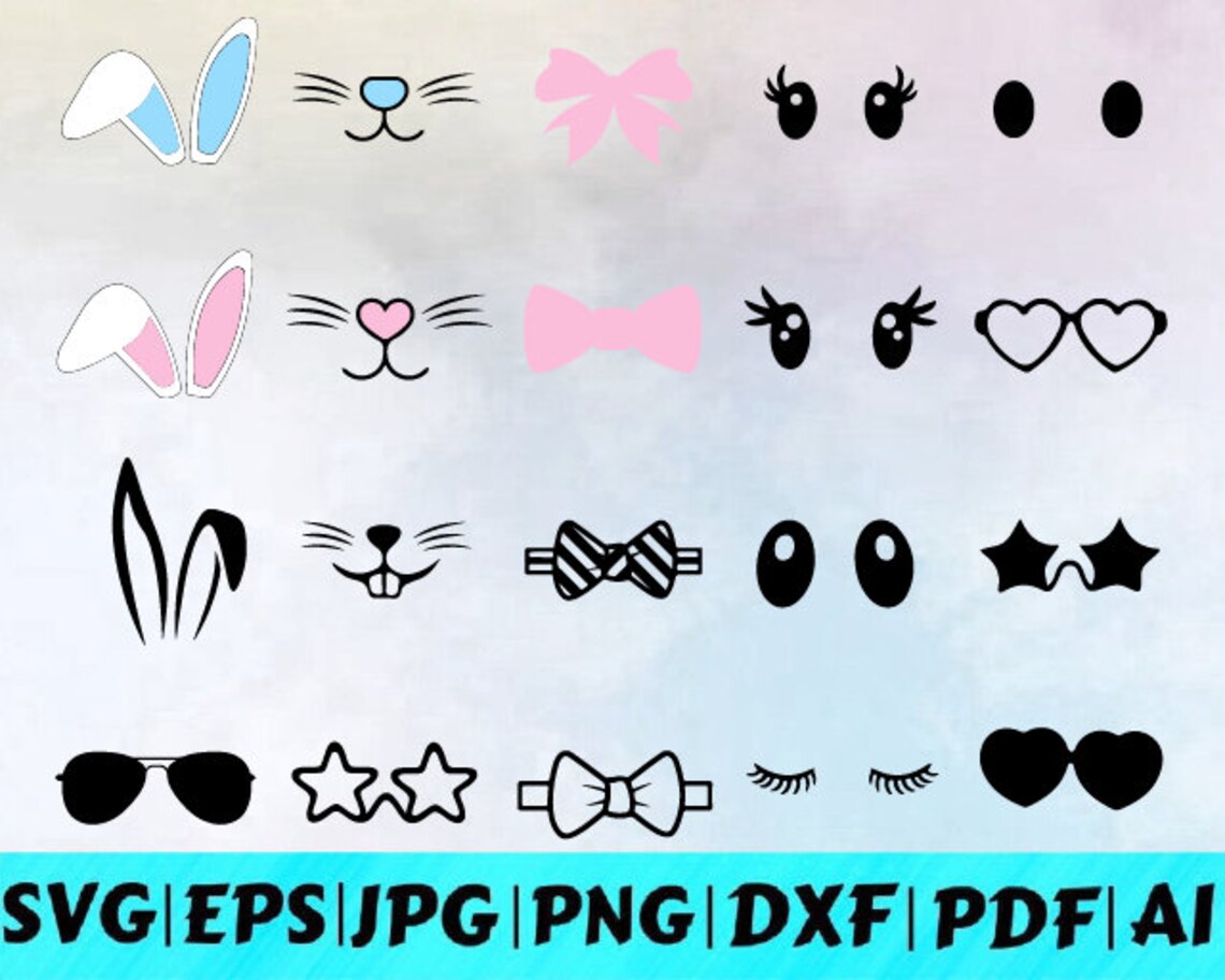 Bunny Face Kit Svg / Bunny Face Svg / Easter Bunny Svg / Easter Svg ...