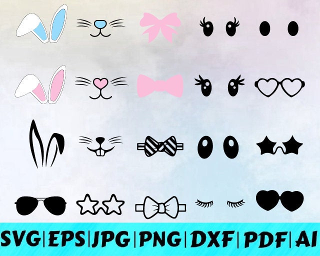Bunny Face Kit Svg / Bunny Face Svg / Easter Bunny Svg / Easter Svg ...