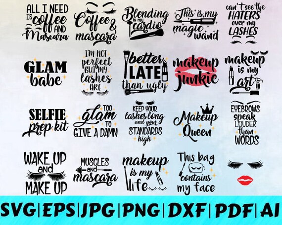 Makeup Bundle Svg / Mascara Svg / Lipstick Svg / Eyelashes Svg | Etsy