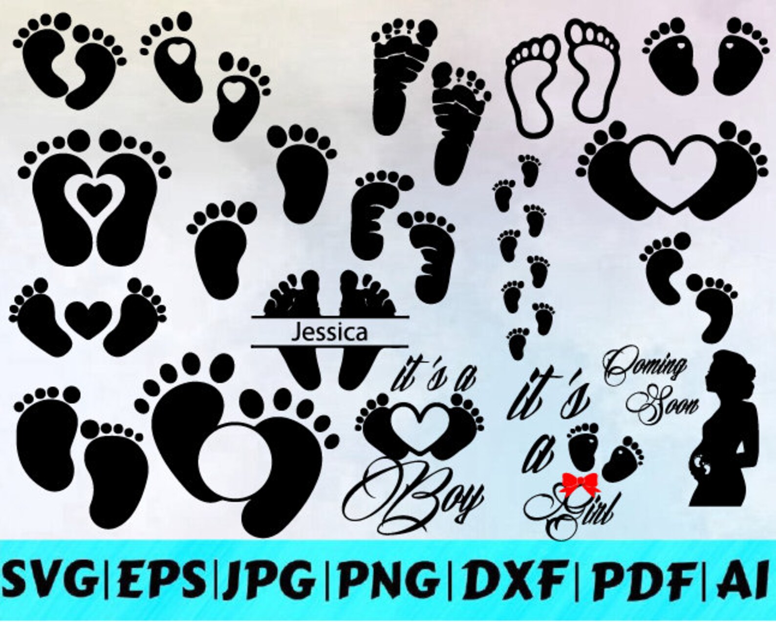 Baby Feet Svg / Baby Foot Print Svg / Baby Svg / Baby Shower Svg / Baby ...
