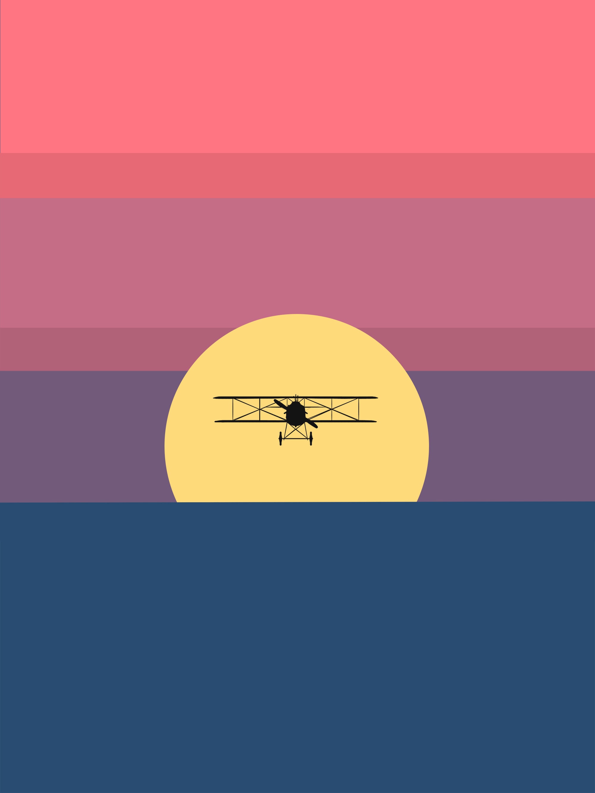 Biplane Sunset Poster, Airplane Poster, Aviation, Minimalist Poster ...