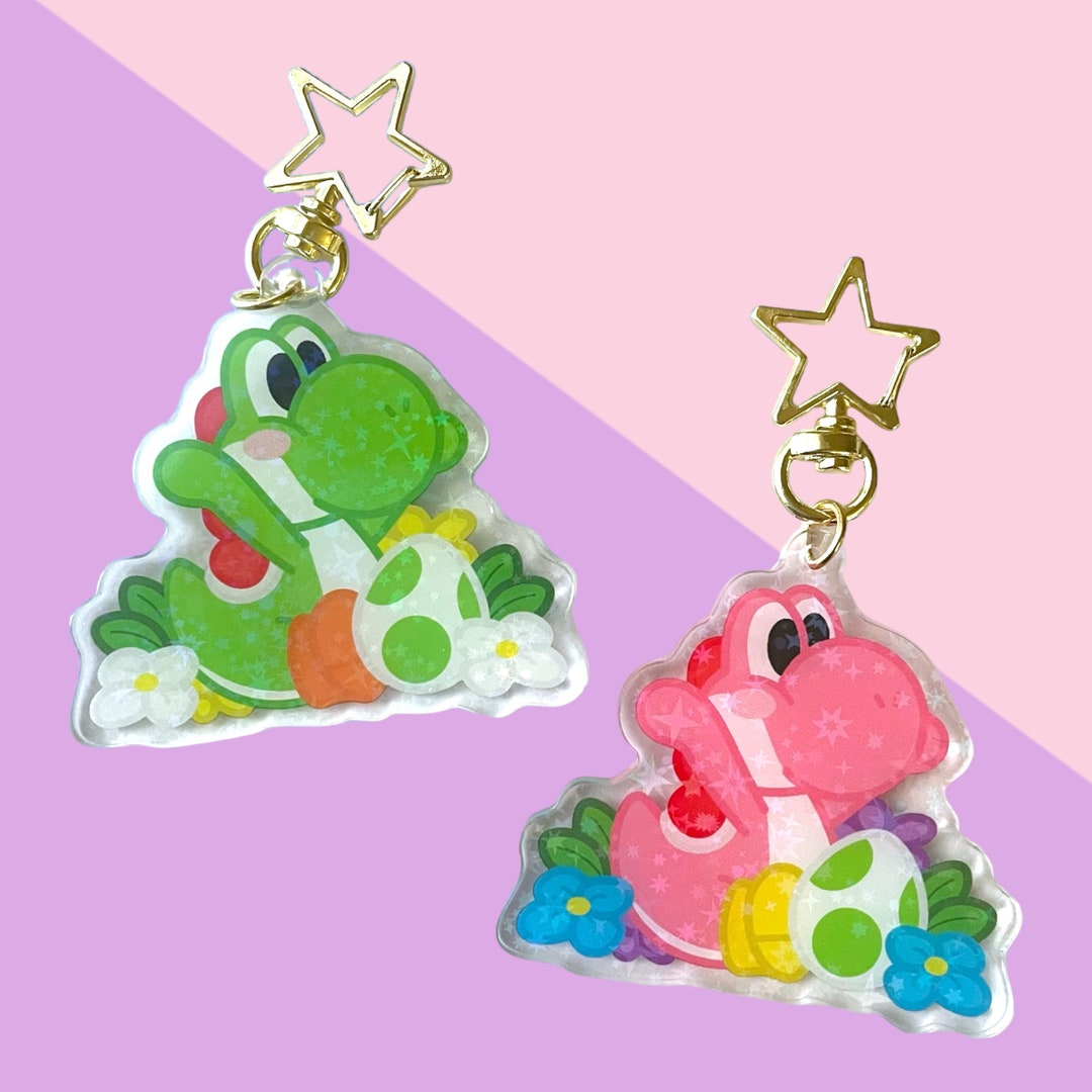 Dinosaur Acrylic Keychain | Kawaii Holographic Charm - Etsy