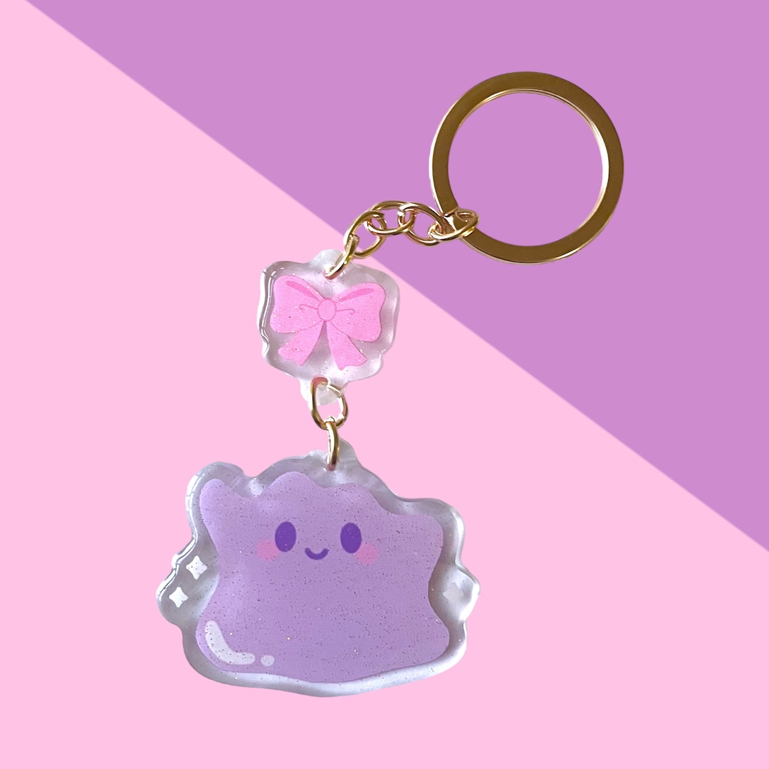 Jello Bby Acrylic Keychain | Kawaii Glitter Charm - Etsy