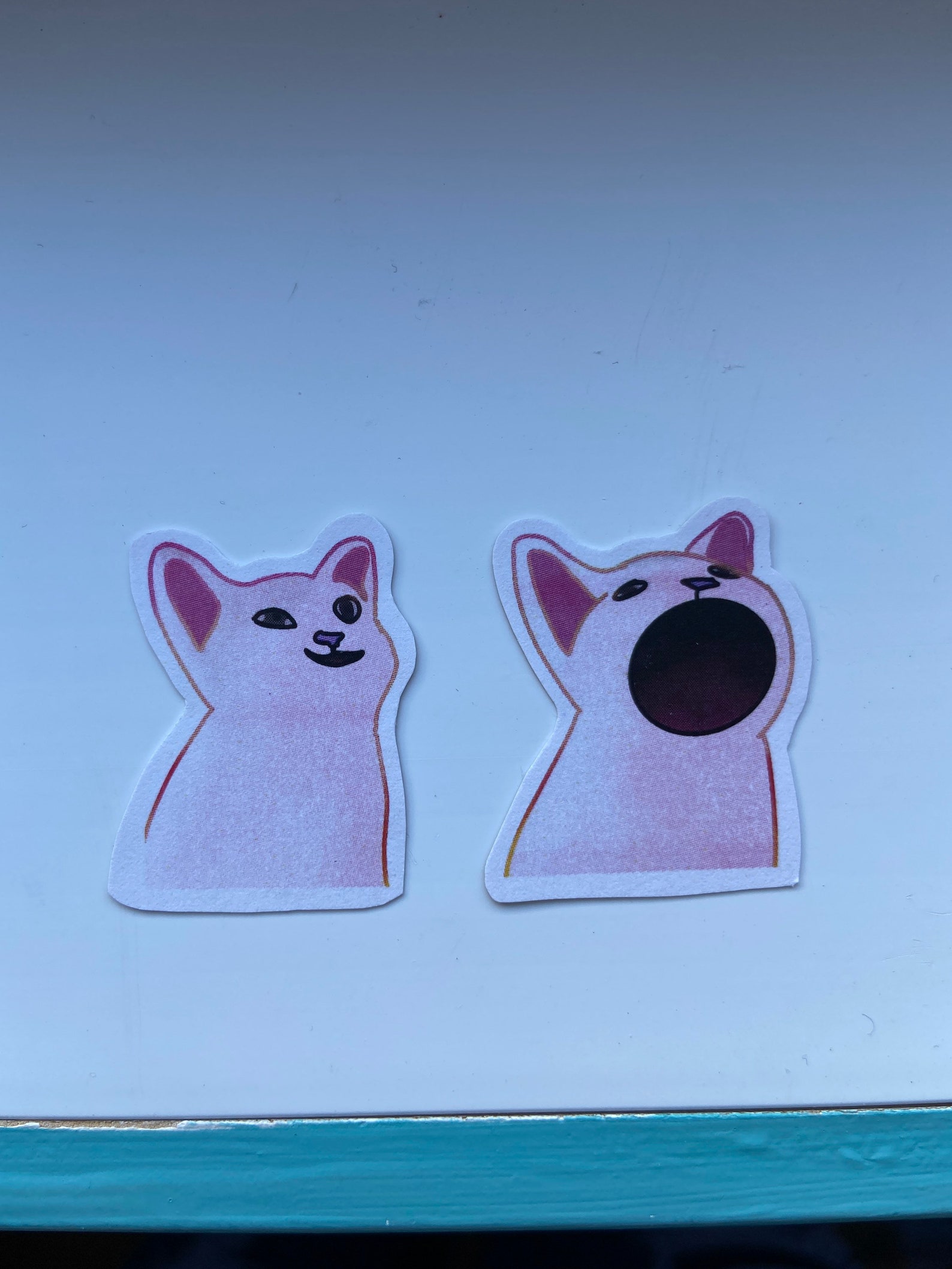 Pop cat stickers pack of 2 meme | Etsy