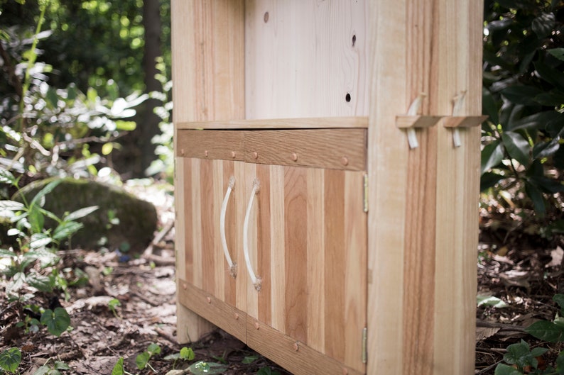 Oak & Pine Bookcase W/ Deer Bone Tenon Tusks and Handles - Etsy