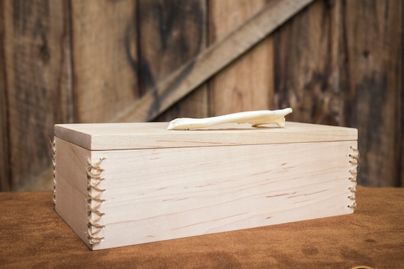 Maple Keepsake Box W/ Coyote Jaw Handle & Twine Wrapped | Etsy