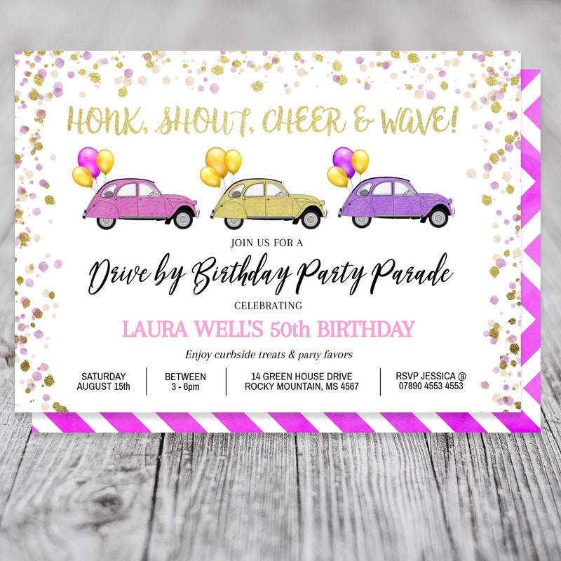 Drive by Birthday Parade Invitation - Etsy