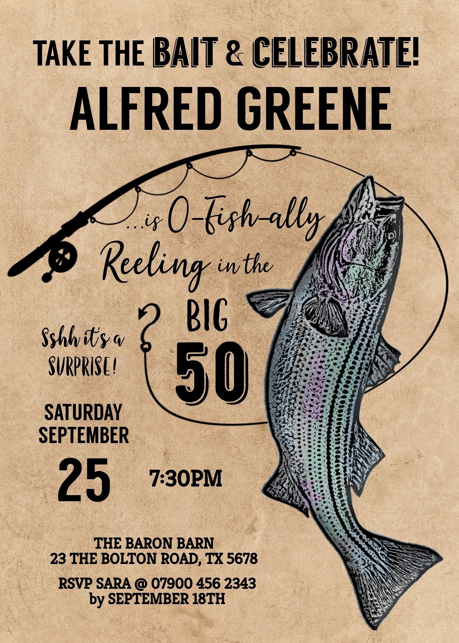 Fishing Birthday Party Invitation, Take the Bait and Celebrate Invite ...