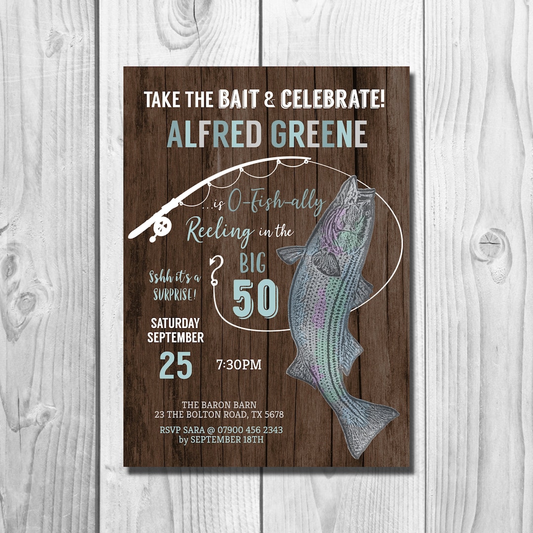 Fishing Birthday Party Invitation, Take the Bait and Celebrate Invite ...