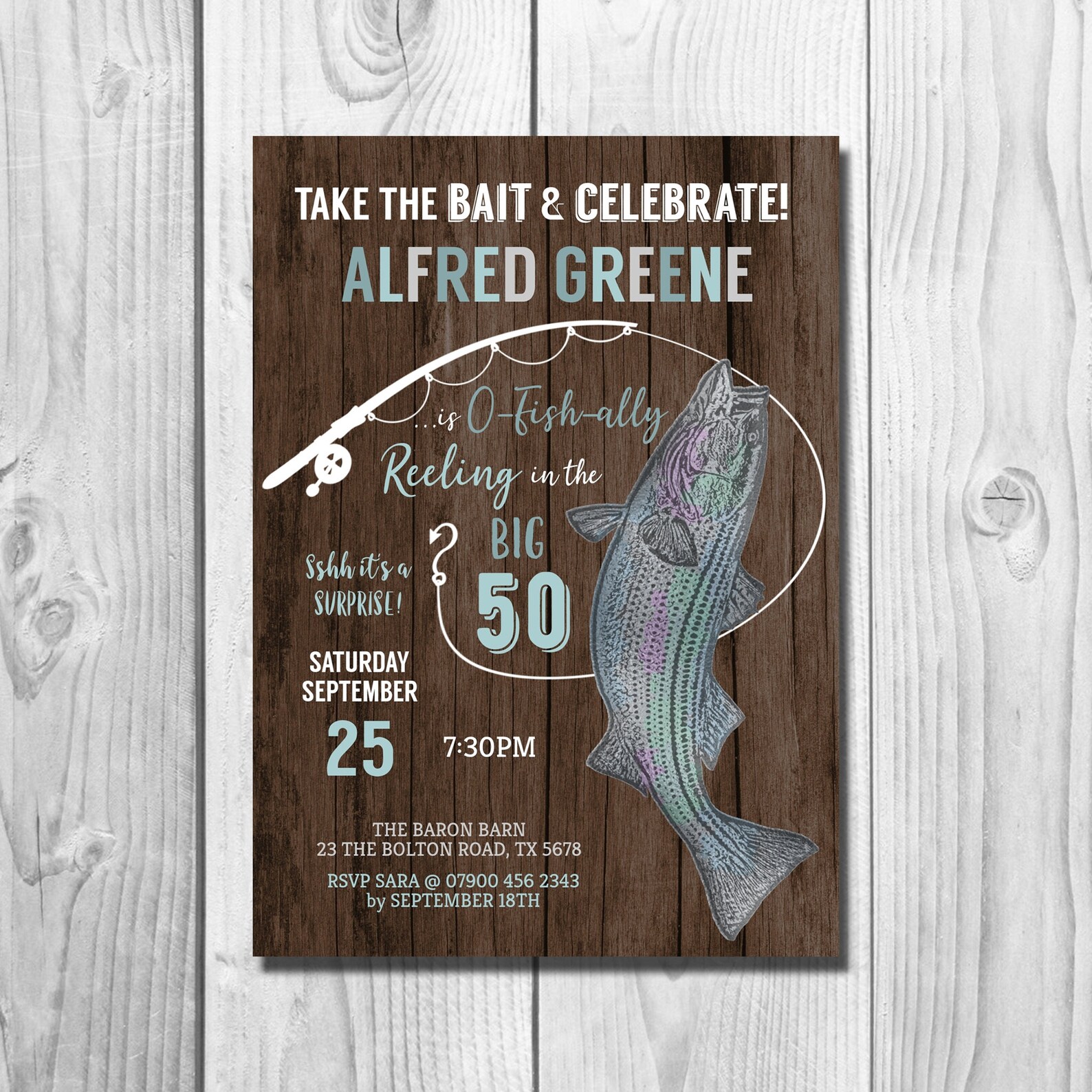 Fishing Birthday Party Invitation, Take the Bait and Celebrate Invite ...