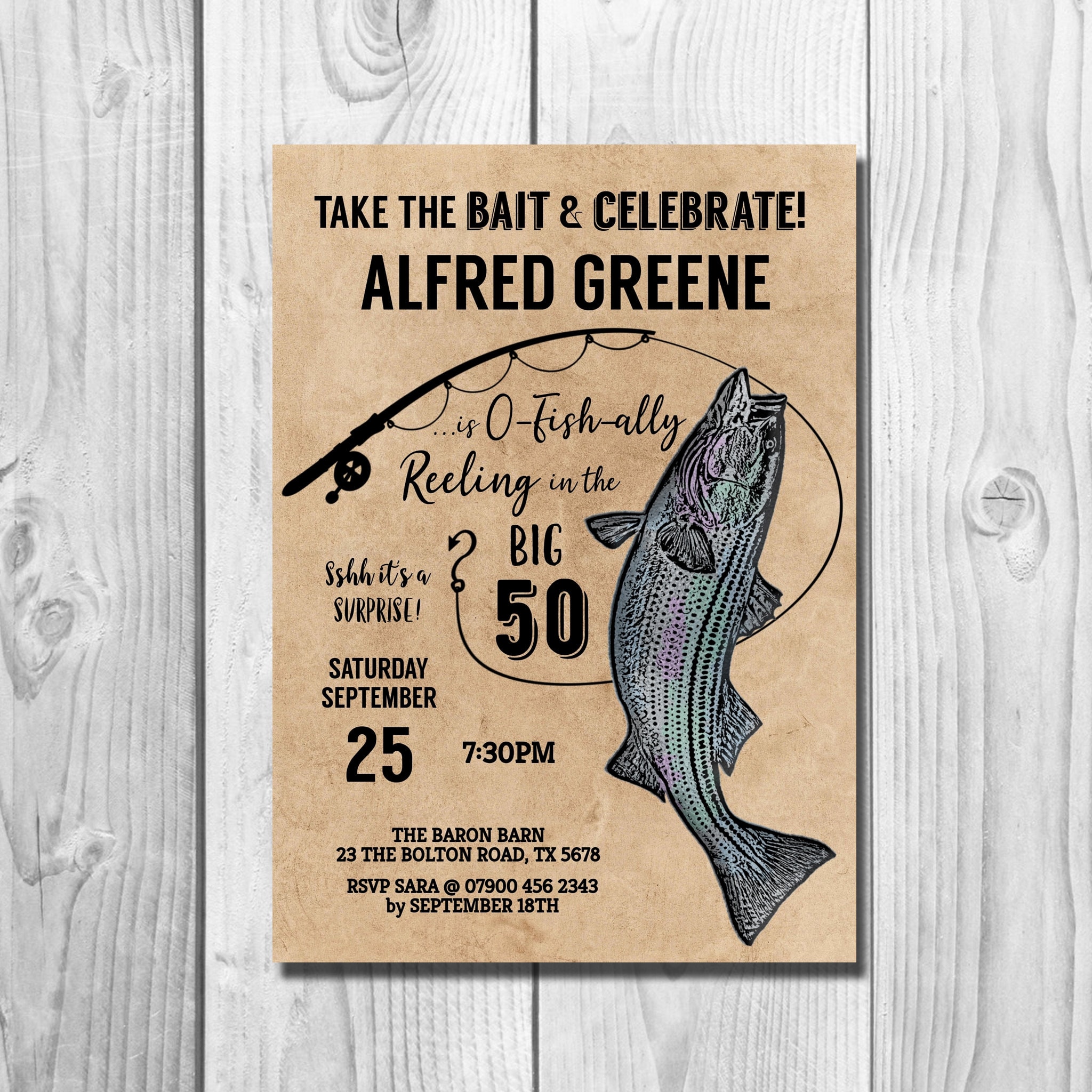 Fishing Birthday Party Invitation, Take the Bait and Celebrate Invite ...