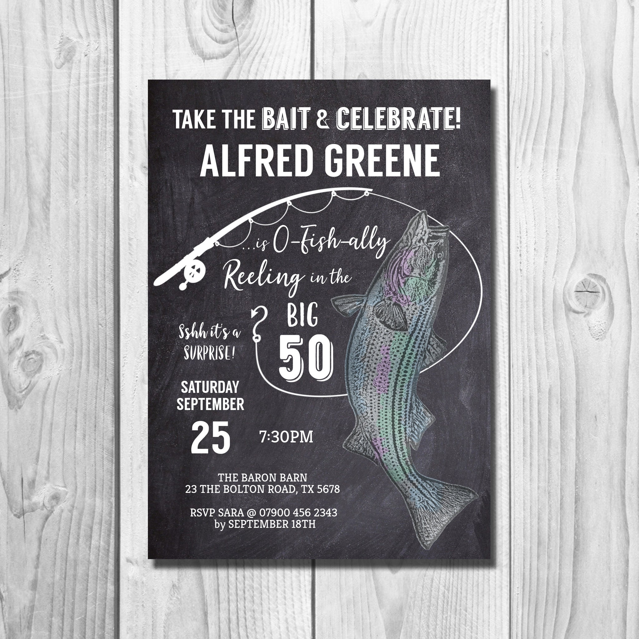 Fishing Birthday Party Invitation, Take the Bait and Celebrate Invite ...