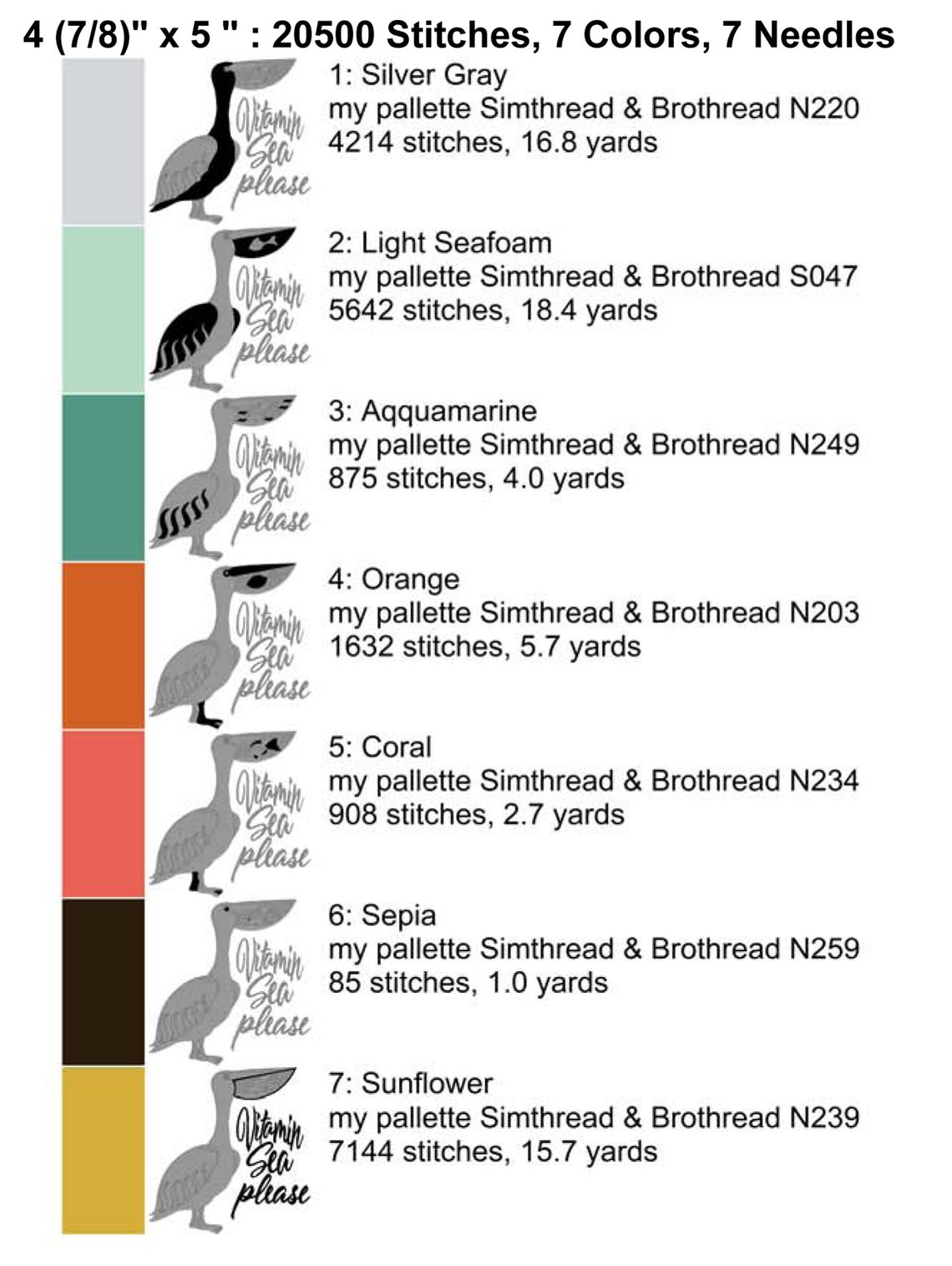 Pelican Machine Embroidery Design Vitamin Sea Beach Theme - Etsy