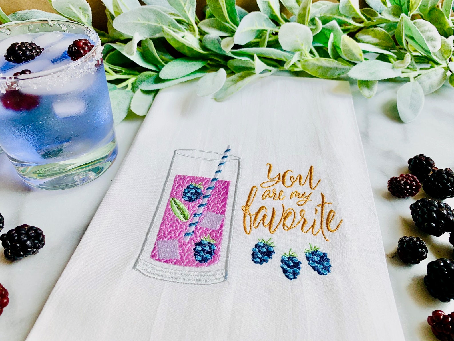 Gin Glass Machine Embroidery File | Blackberry | Gin Cocktail Glass ...
