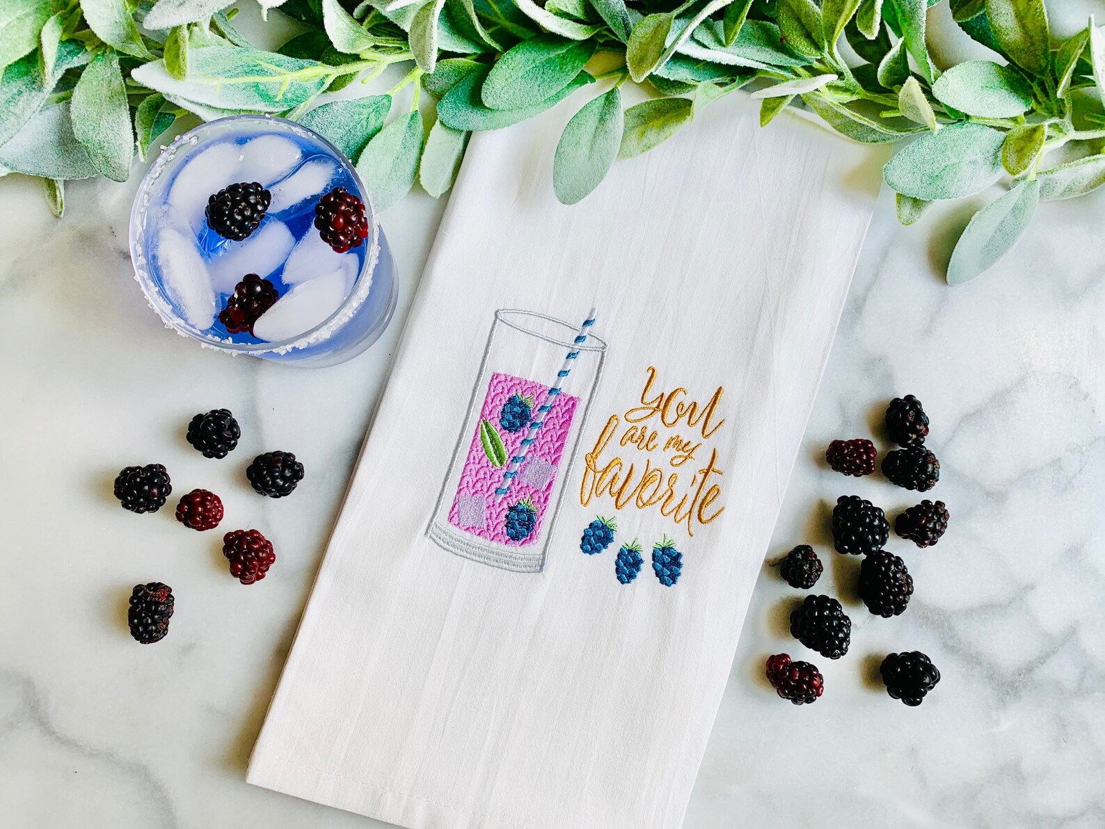 Gin Cocktail Glass Machine Embroidery Design | Blackberry (instant ...