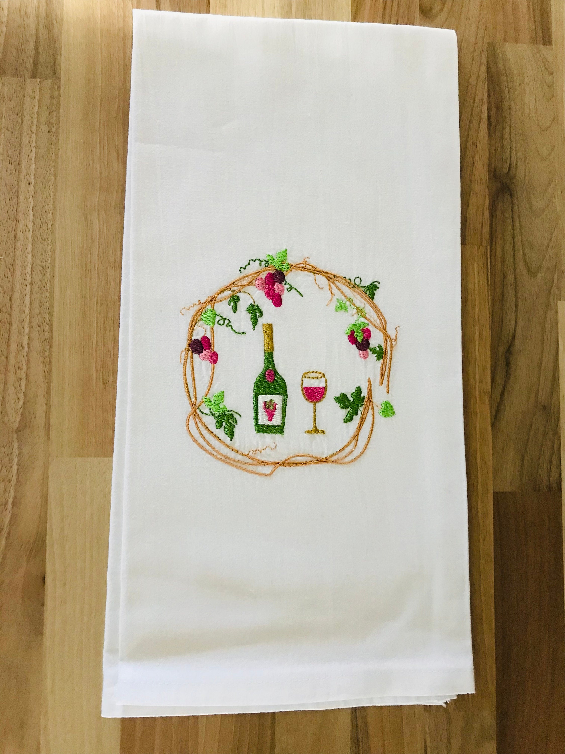 Vineyard Wreath Embroidery Design | Wine Bottle (instant Download) - Etsy