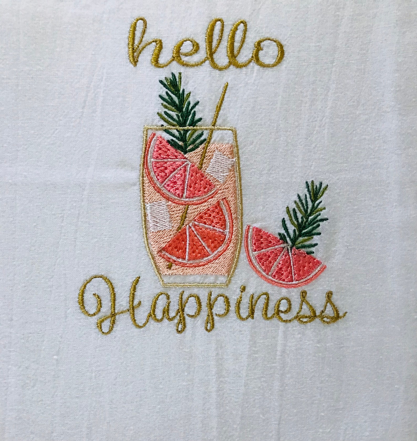 Gin Machine Embroidery Design | Gin Cocktail | Grapefruit | Rosemary ...