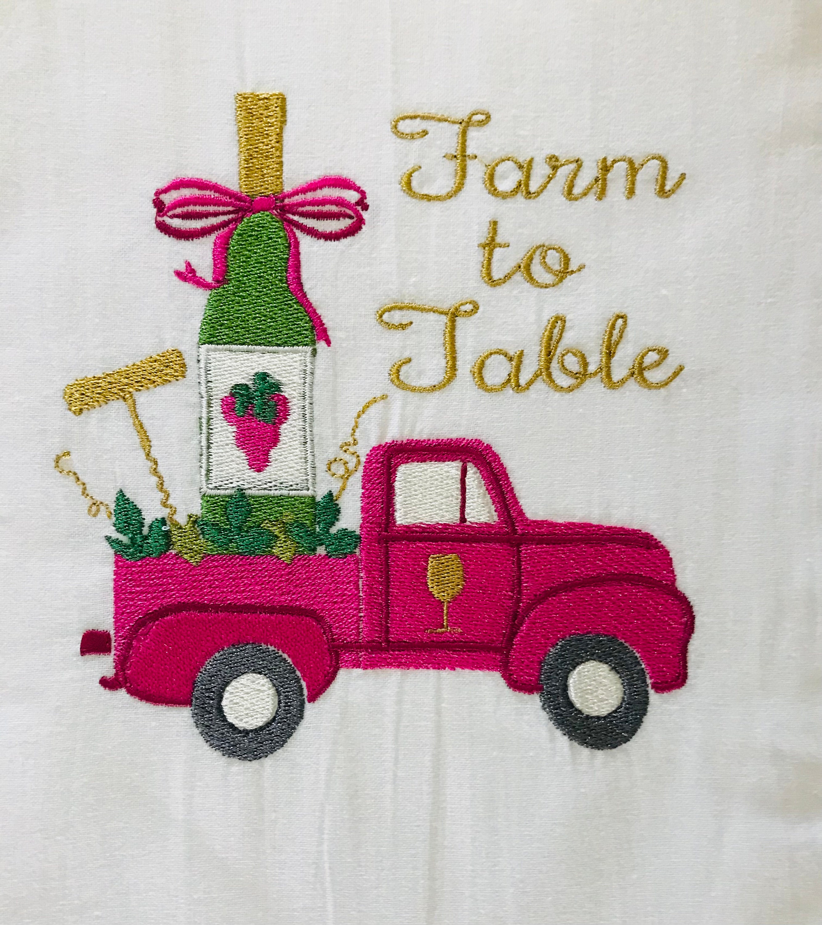 Wine Bottle Machine Embroidery Design | Vintage Truck Embroidery ...