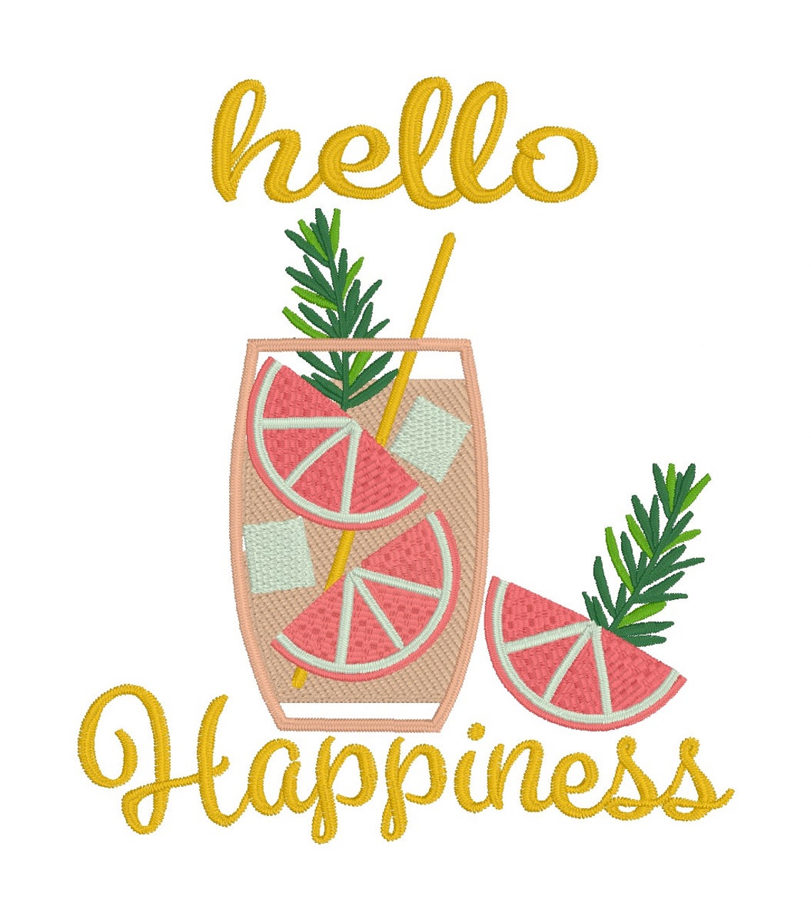 Gin Machine Embroidery Design Gin Cocktail Grapefruit - Etsy