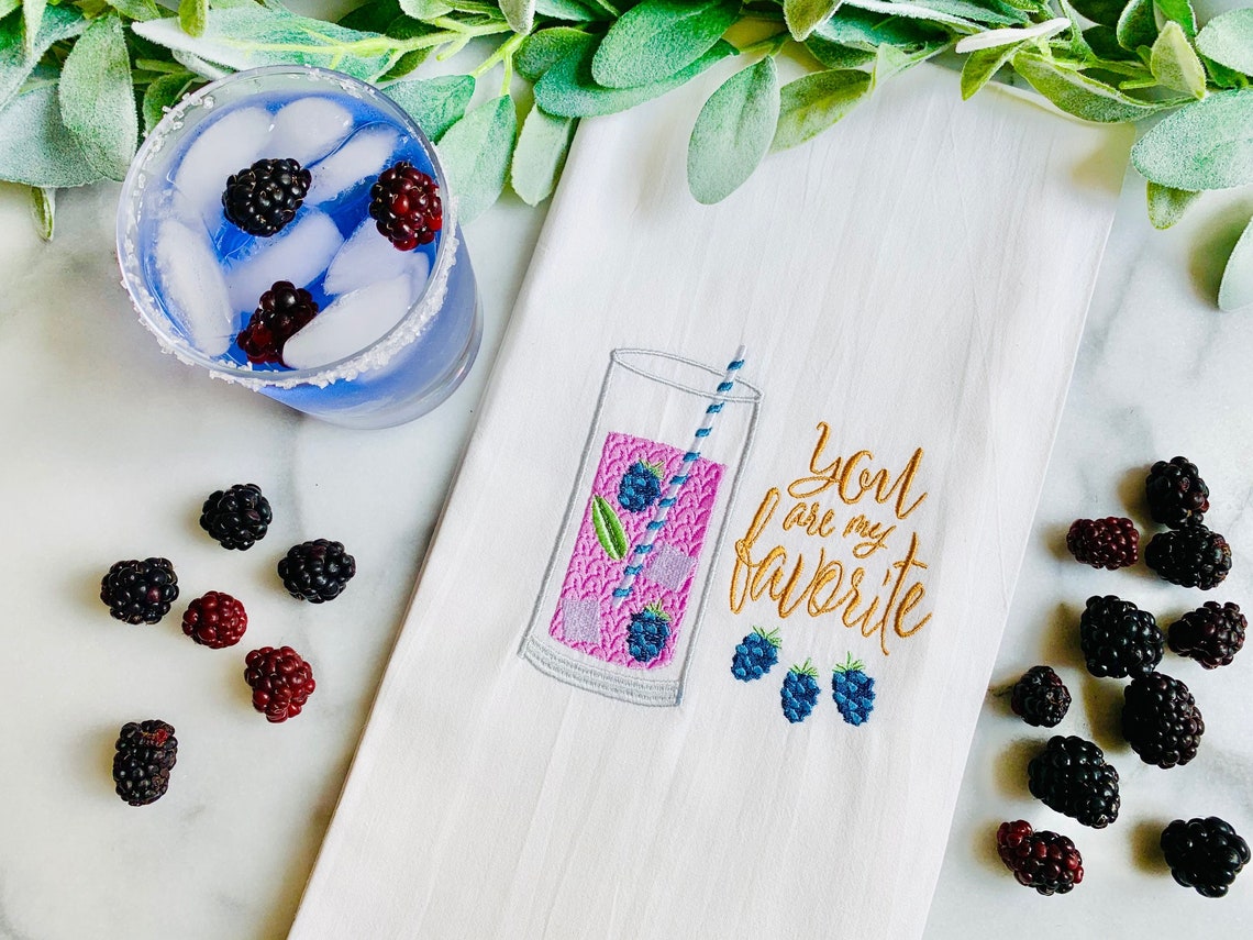 Gin Glass Machine Embroidery File | Blackberry | Gin Cocktail Glass ...