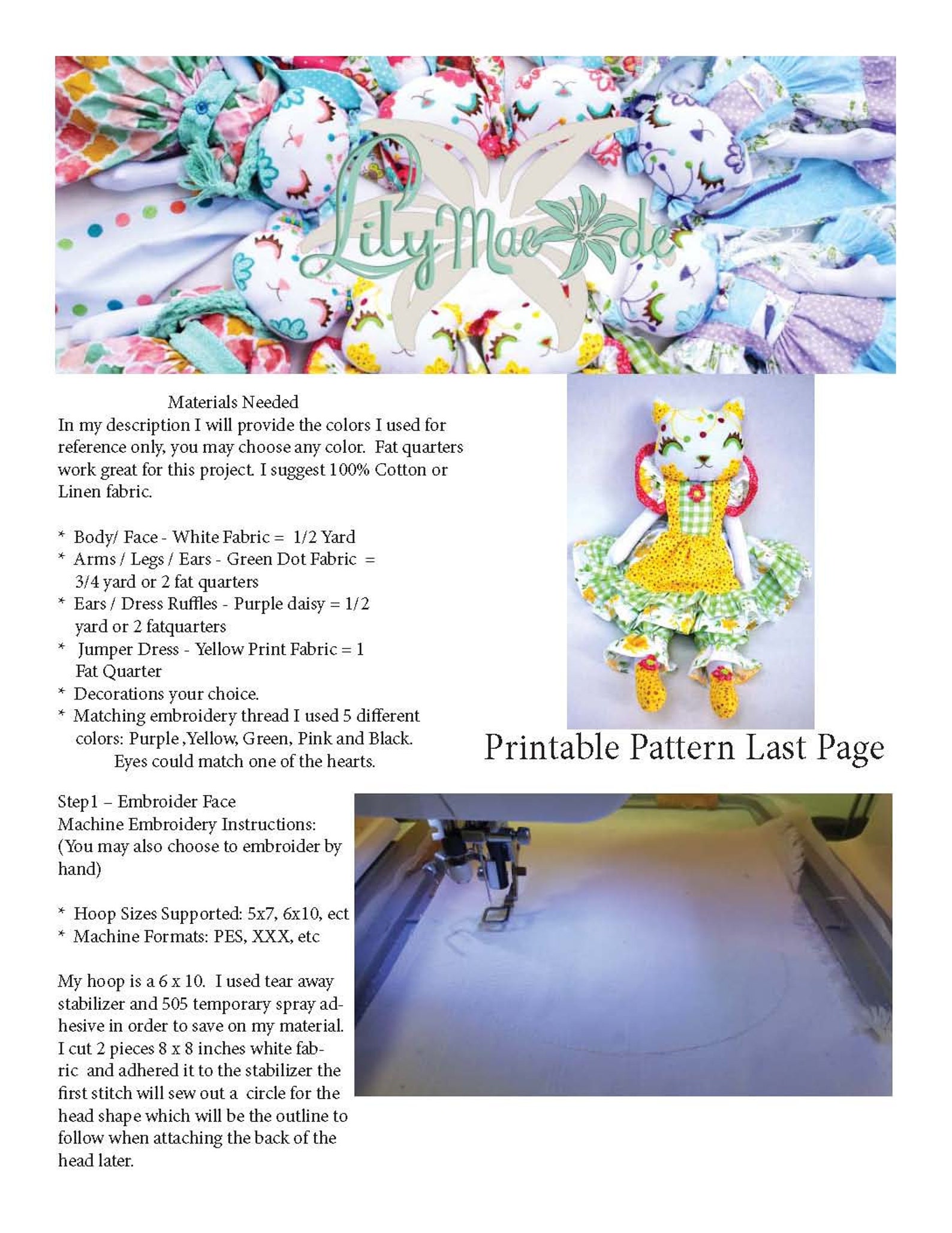 PDF Digital Pattern Plus Embroidery File for Most Embroidery | Etsy